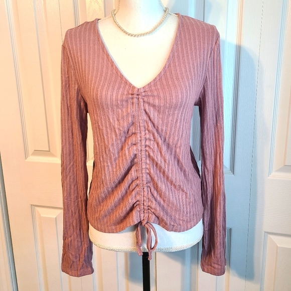Cozie Pink Rose | Tops | Nwt Cozie Pink Rose Dusty Pink Ribbed Cinch ...